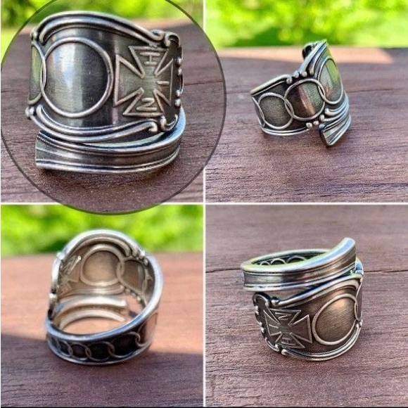 Vintage | Jewelry | Rare Antique Sterling Silver Spoon Ring Templars ...